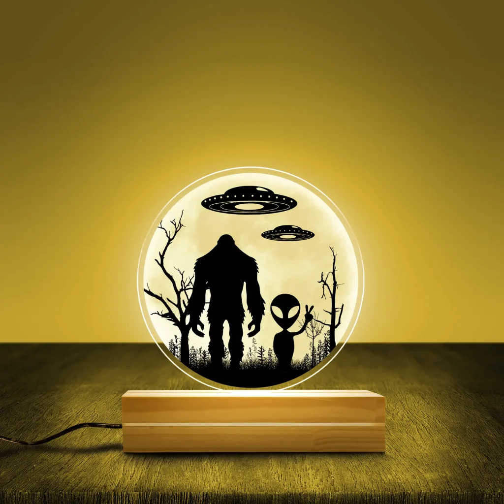 Bigfoot Alien UFO Night Light - Sasquatch Extraterrestrial Lamp Decor